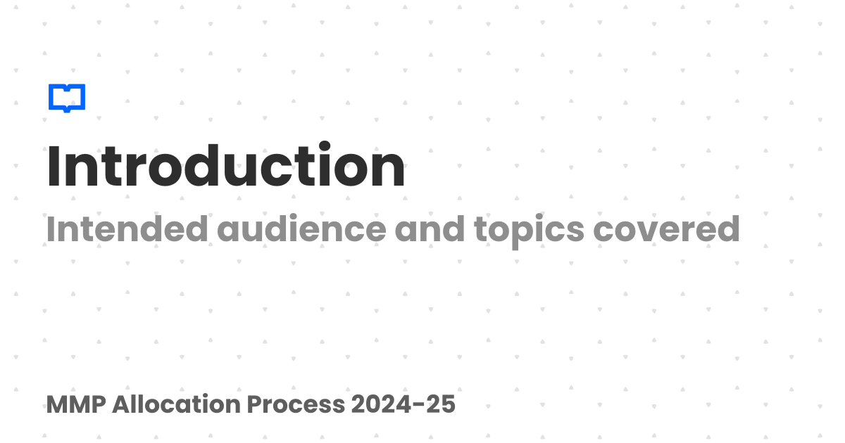 Introduction | MMP Allocation Process 2024-25